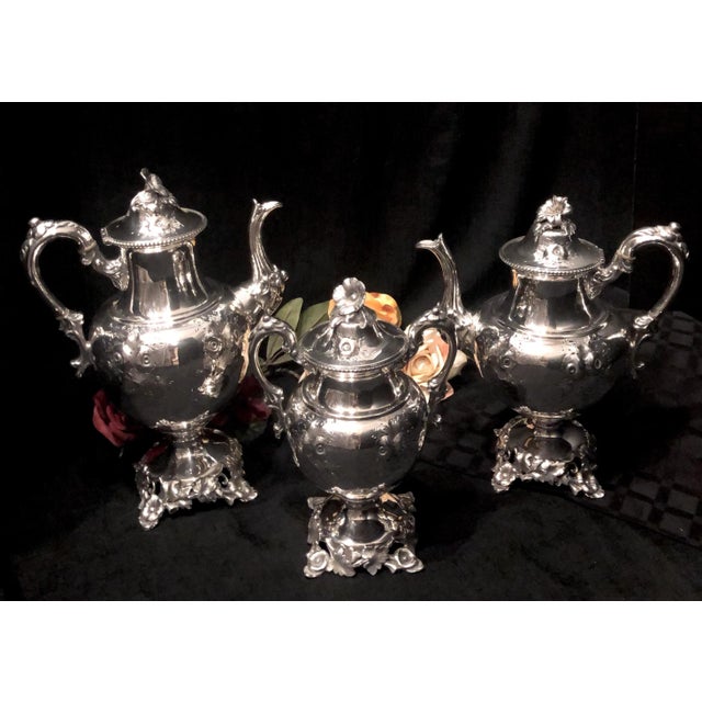 Antique Silver Plated Tea & Coffee Embossed Georgian - 3 Pc Set | Chairish
