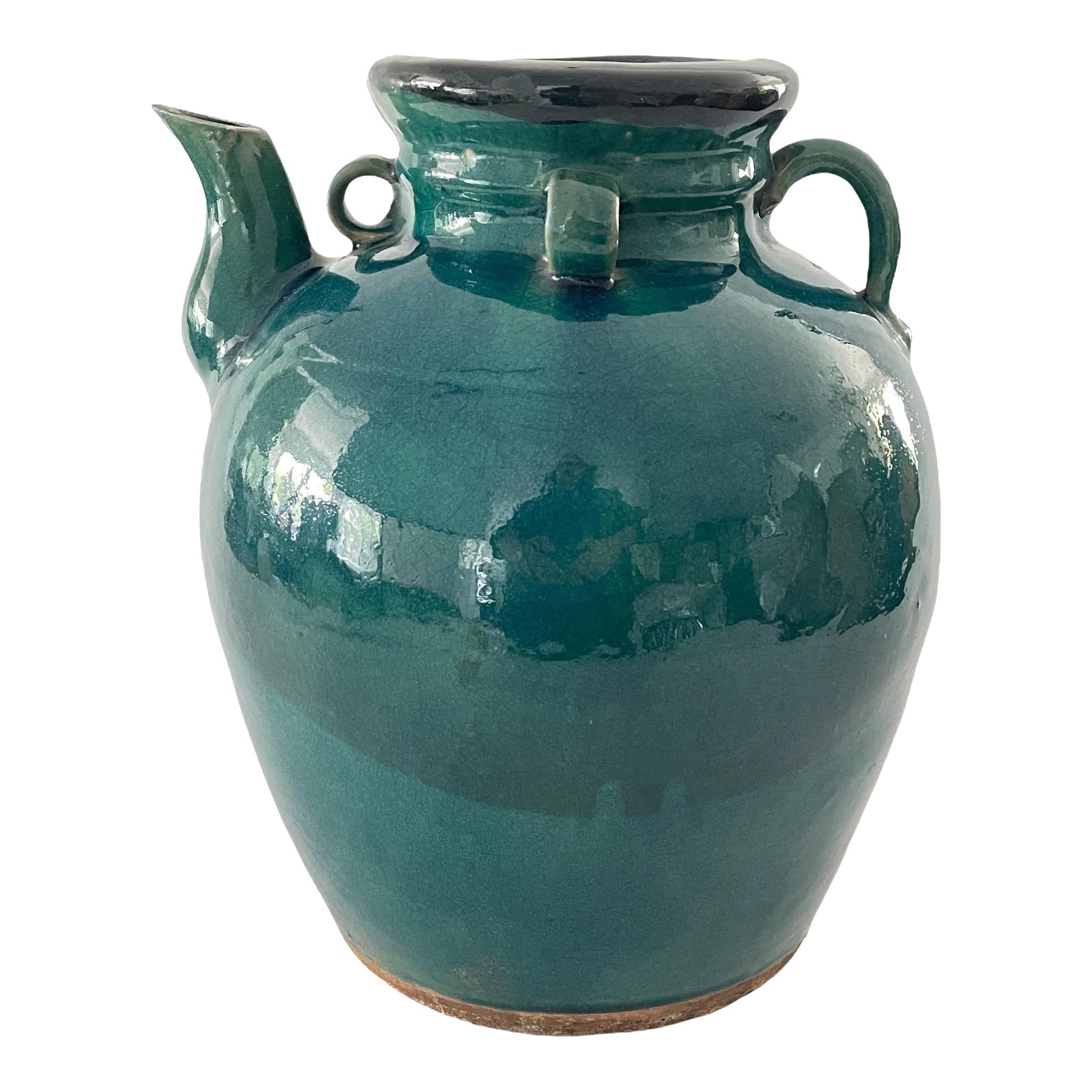 19th Century Turquoise Green Chinese Wine Jug | Chairish
