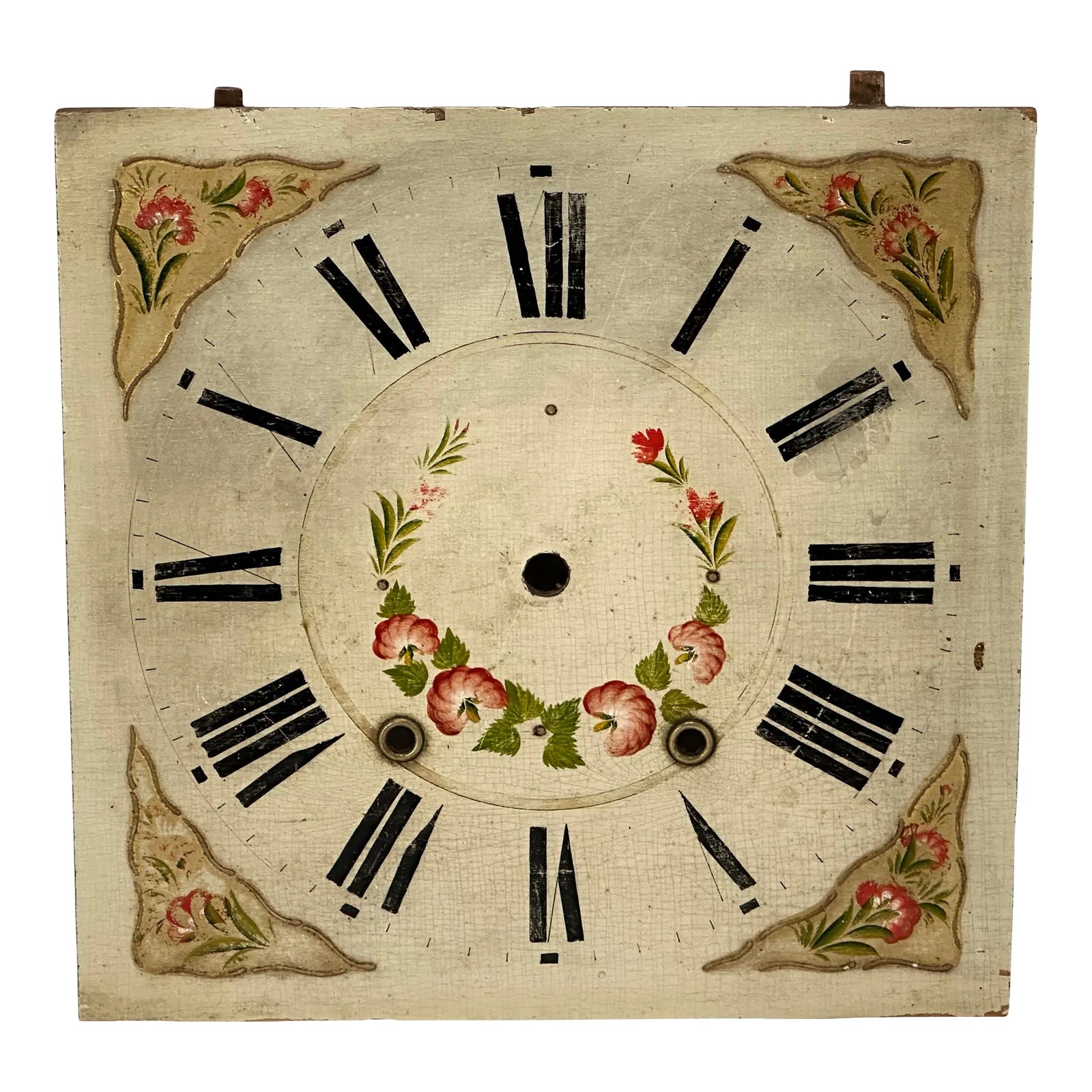 Antique American Hand Painted Wood Clock Dial From Pillar & Scroll Type ...