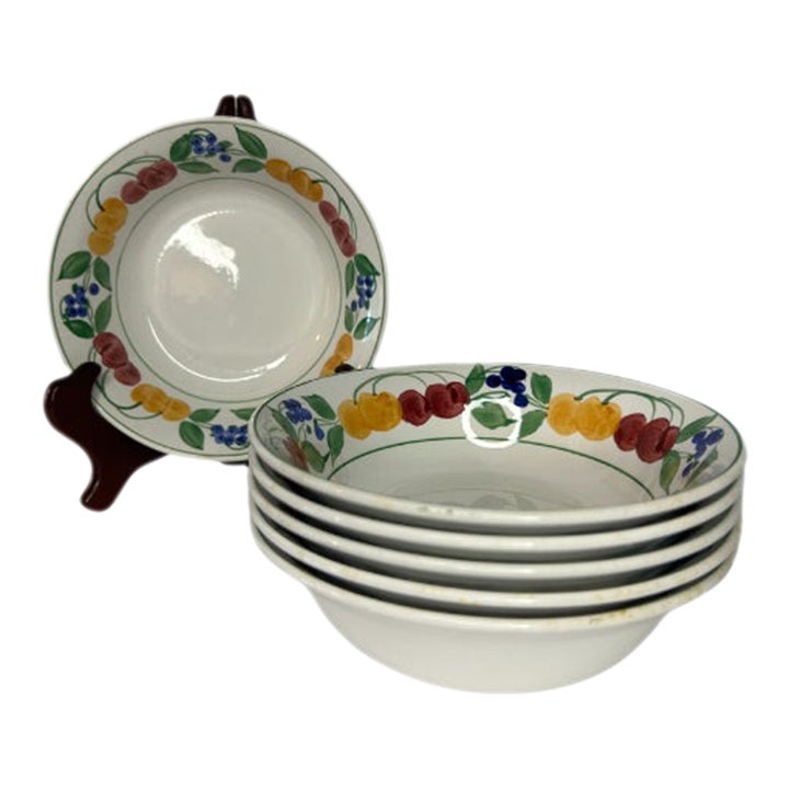 Vintage Alfred Clough Ltd Bone White Ironstone Cereal Bowls - "Cherry ...