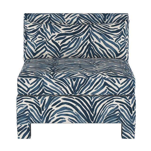 Armless Chair, Washed Zebra Blue | Chairish