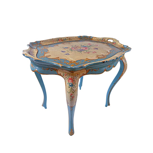 Early 20th Century Antique Venetian Hand Painted Tray Table | Chairish