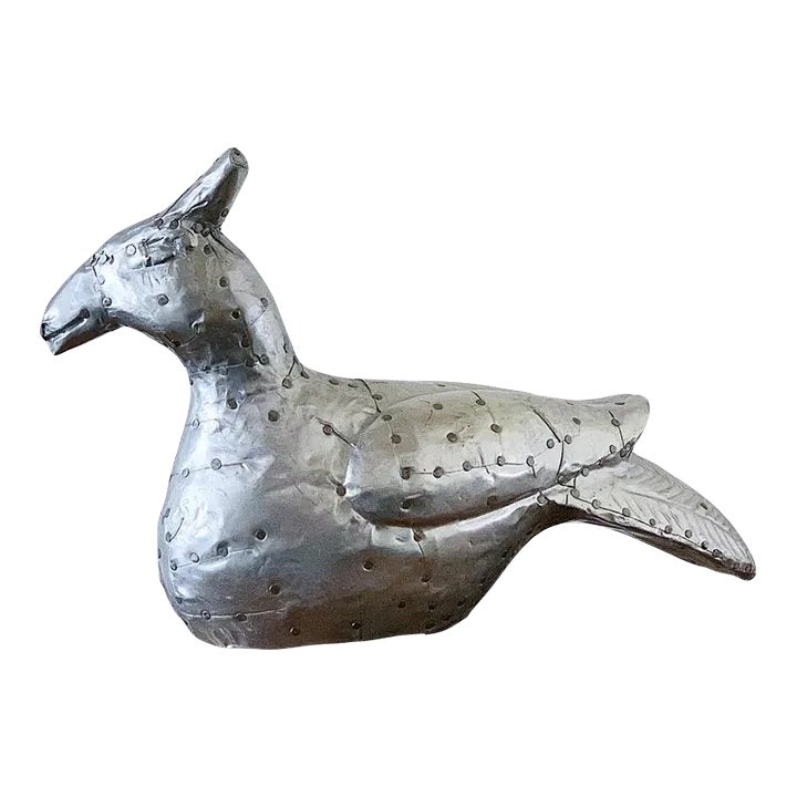 Vintage Hammered Metal & Antique Nails Decorative Figure of Exotic Bird ...