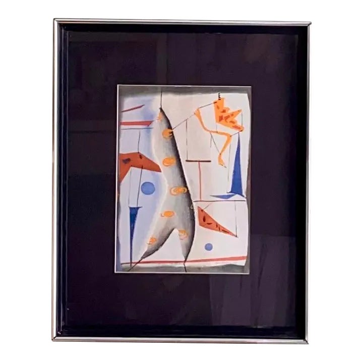 Jane Downs Carter Listed Artist Early 1950s Abstract Watercolor “Circus ...