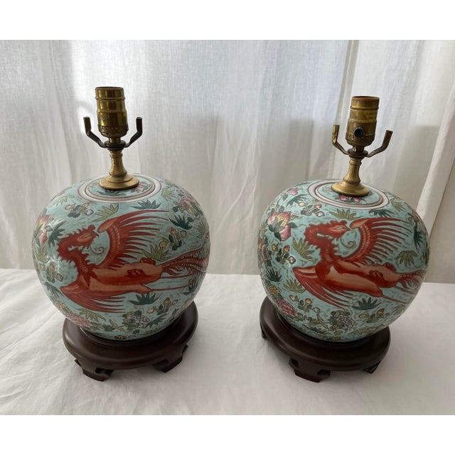 Vintage Chapman Porcelain Ginger Jar Lamps, a Pair | Chairish