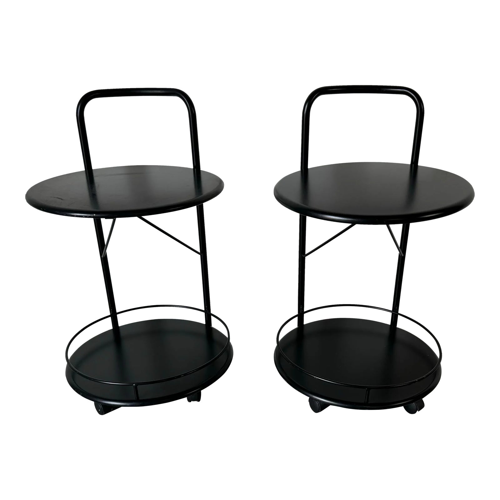 Italian Postmodern Bonaldo Casa Two - Tier Rolling Side Tables - a Pair ...