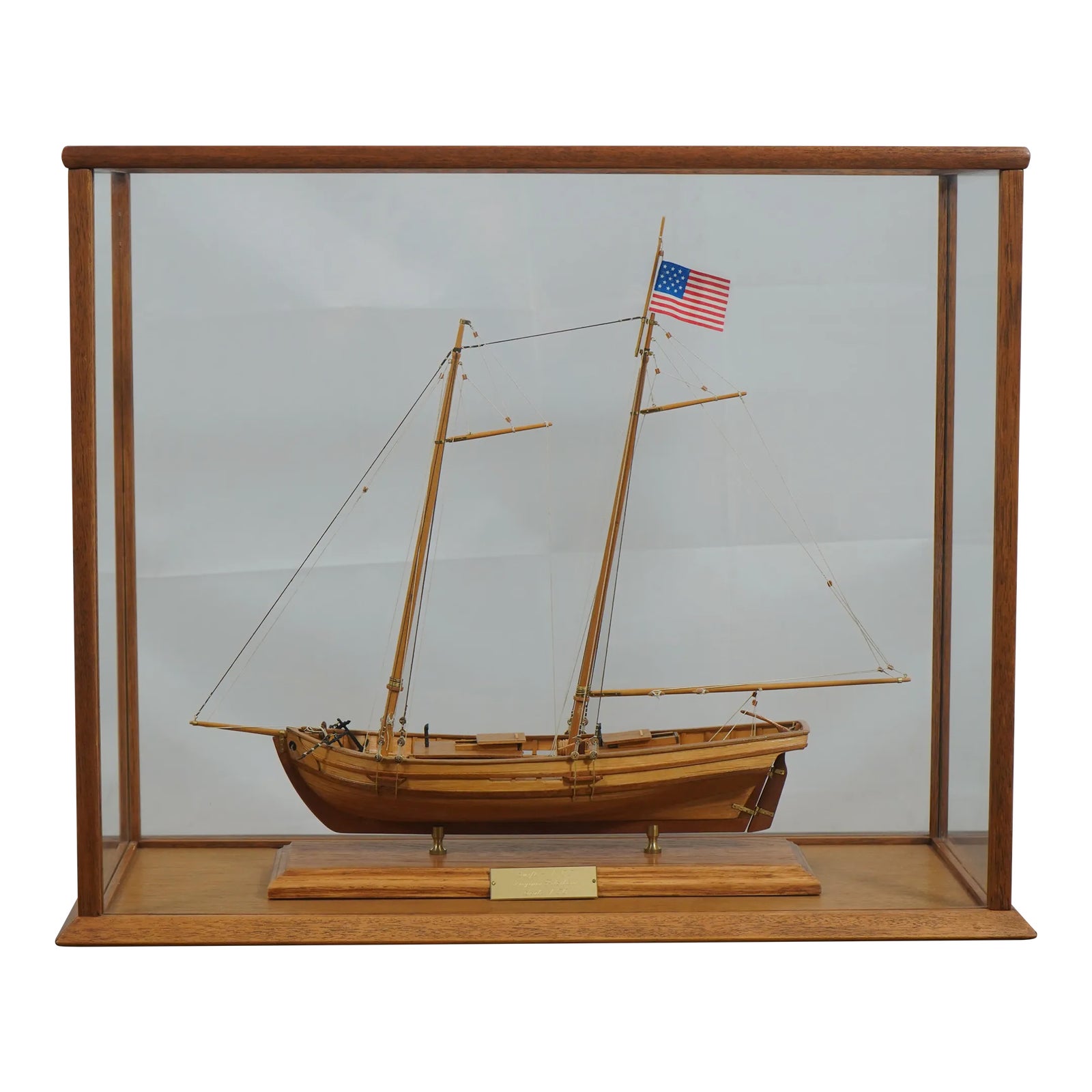 Virginia Pilot Boat Tall Ship Model in Glass Case | Chairish