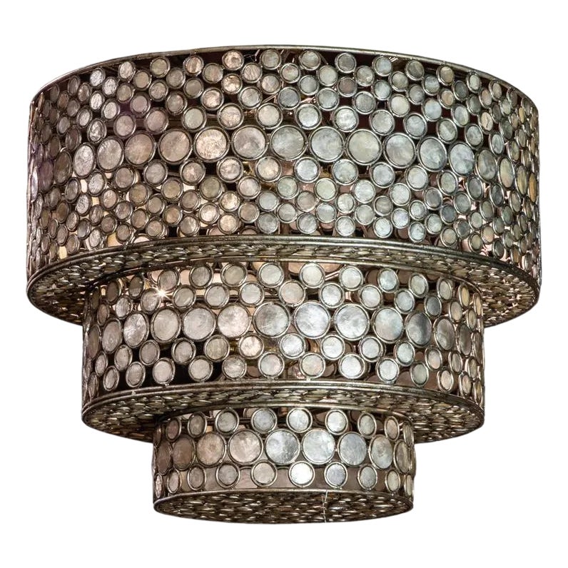 Modern Tiered Form Chandelier W/ Caprice Shell Inserts | Chairish