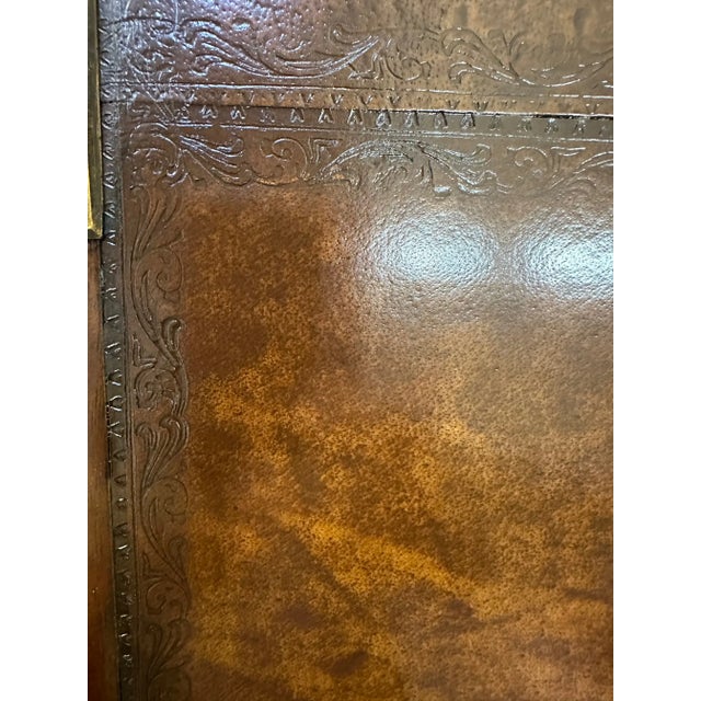 Campaign Style Leather Wrapped Bookcase | Chairish