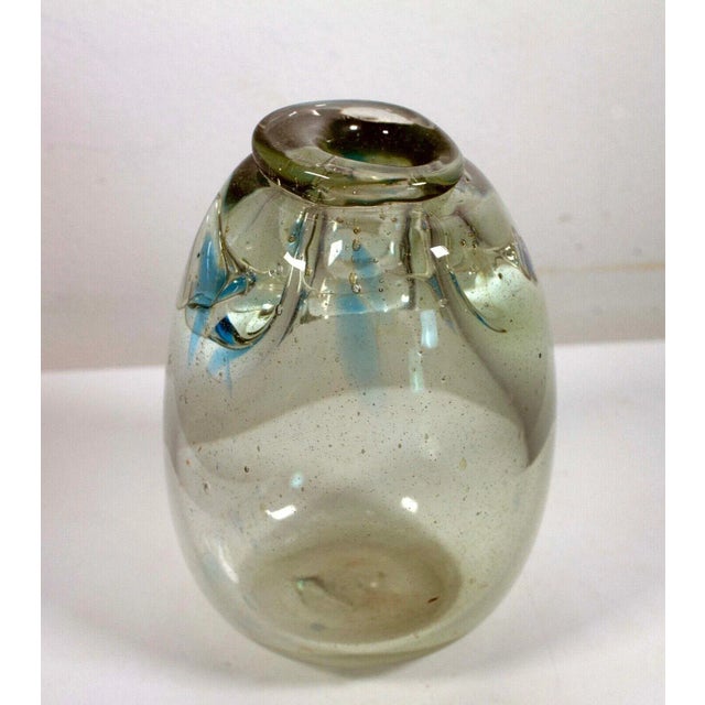 1970s Richard Ritter Modern Clear Glass with Blue Vessel Sculpture ...