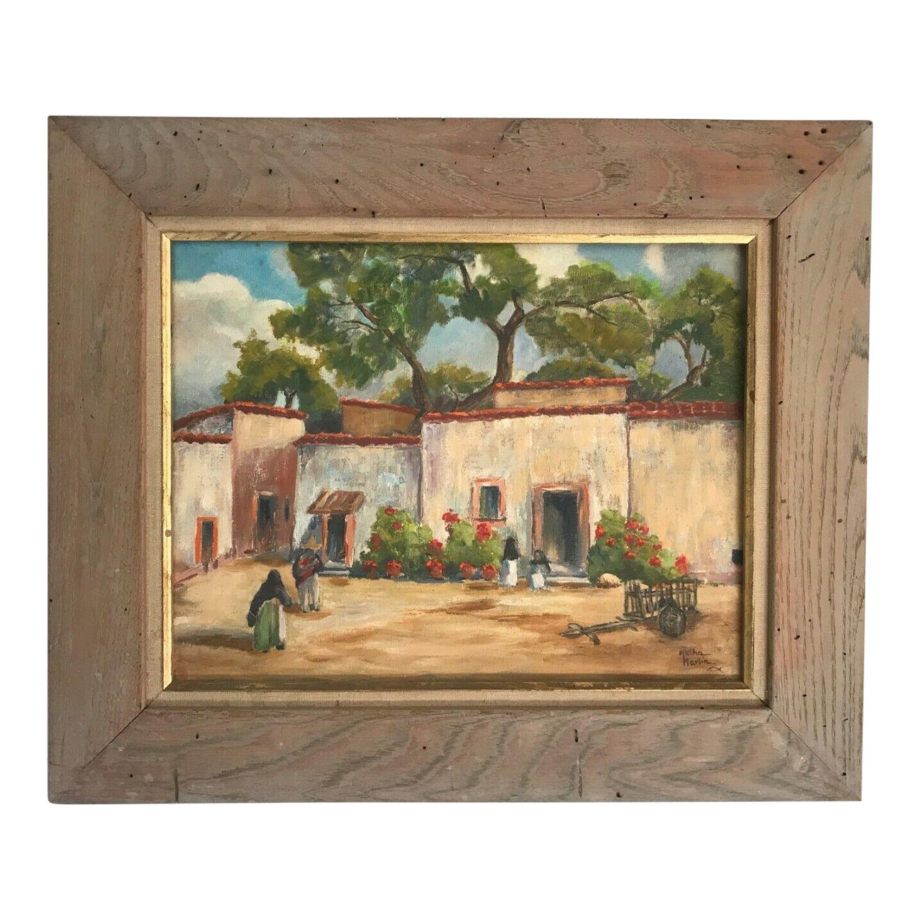 1940's Oil Painting "Mexican Street Scene" Oil Painting by Aletha ...