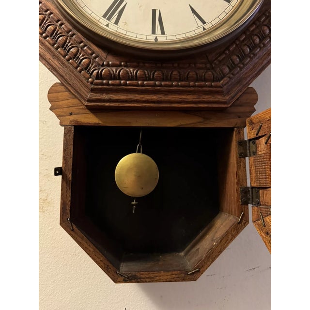 19th Century Ingraham Schoolhouse Style Wall Clock | Chairish