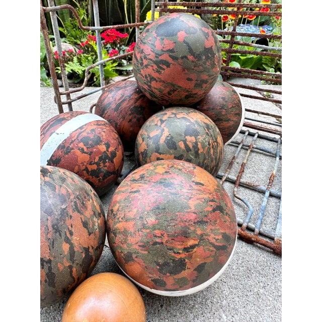 Vintage Italian Bocce Ball Set in Mottled Camouflage Pattern and Earthy ...