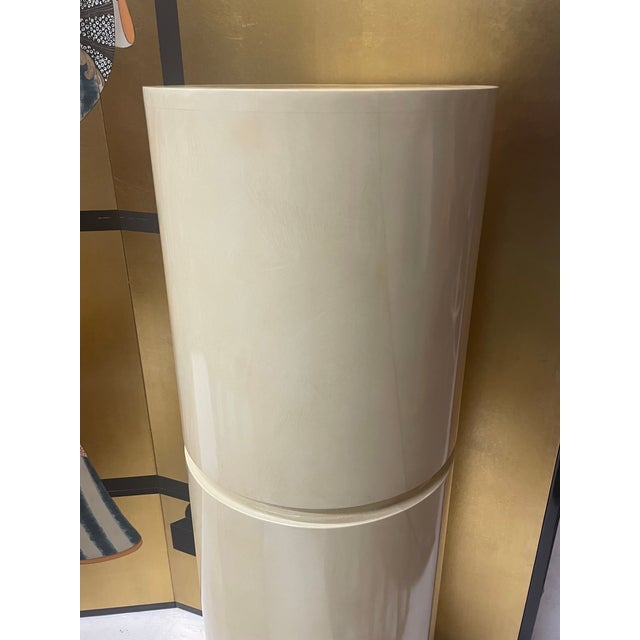 1980s Post Modern Faux Goat Skin Laminate Pedestal/ Plinth | Chairish