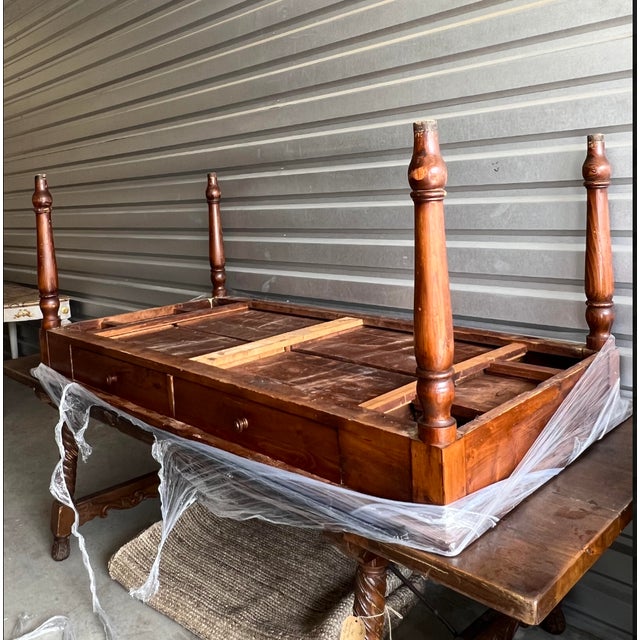 Rustic Italian Pine Farmhouse Table With Drawers | Chairish