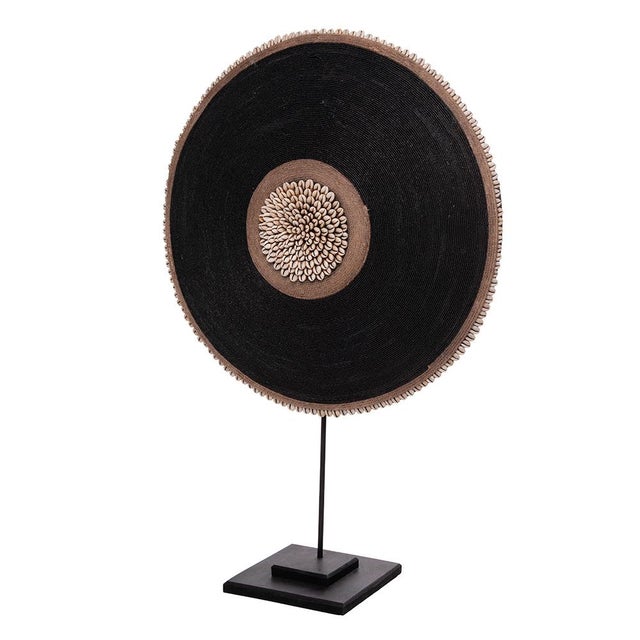 Tribal Beaded Shell Shield in Black | Chairish