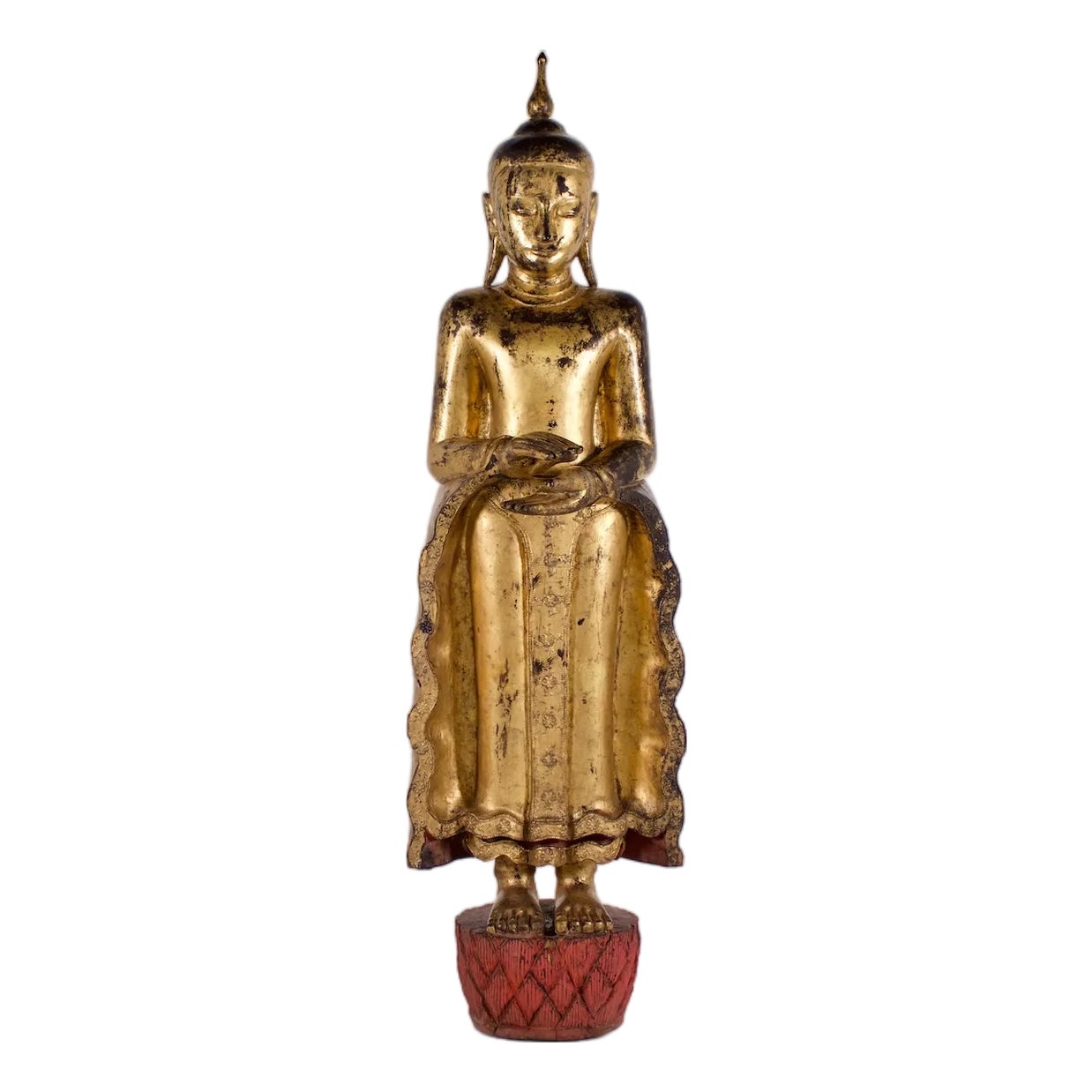 Burmese Artist, Large Standing Buddha in Pātra-Mudrā, 1800s, Wood ...