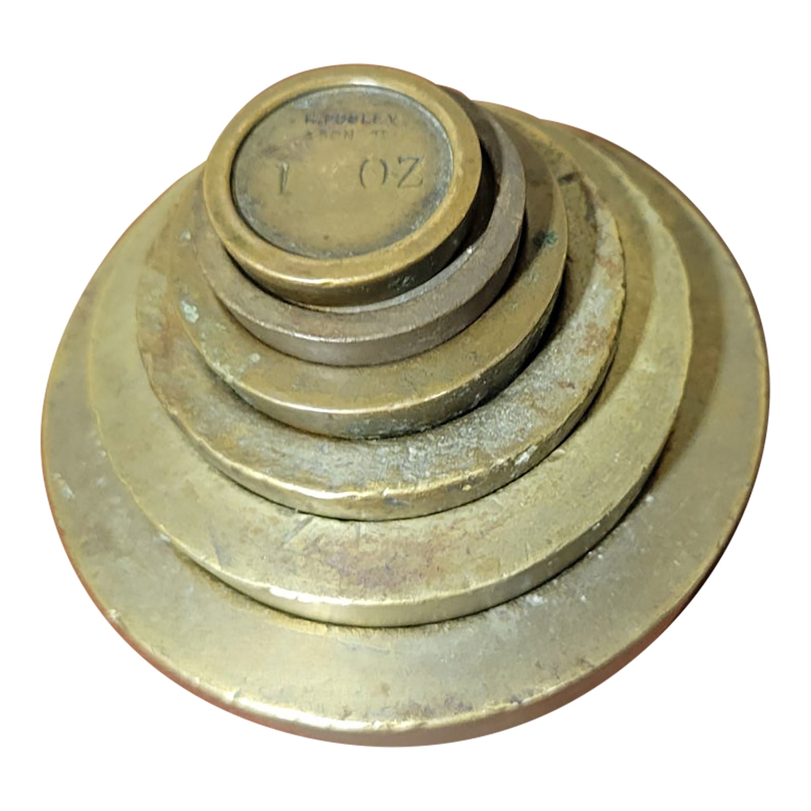 Antique English Imperial Brass Stacking Scale Weights | Chairish
