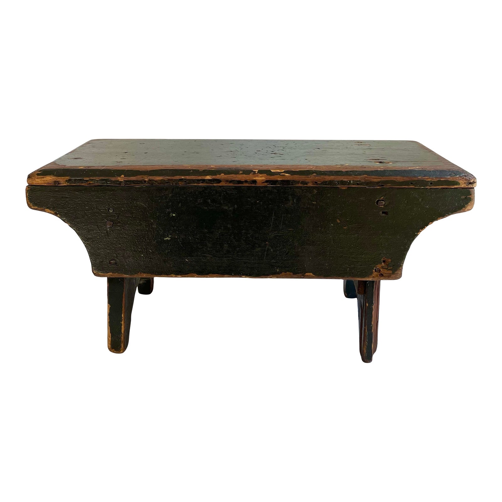 Mid 18th Century Antique American Painted Wood Fireside Stool | Chairish