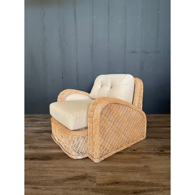 1980s Jay Spectre Wicker Postmodern Chair with New Upholstery ...