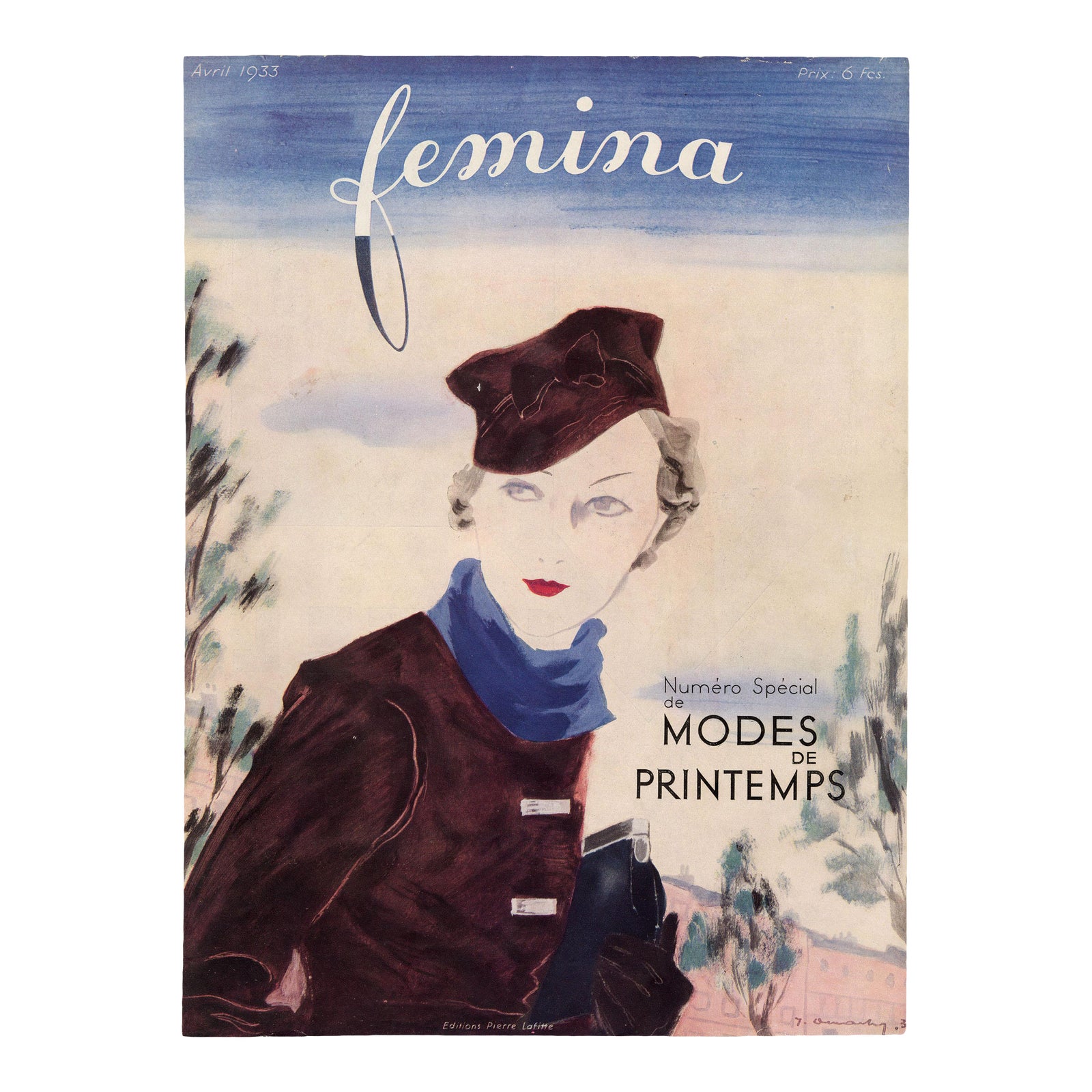 "Femina, April 1933" Original Vintage French Magazine Cover | Chairish