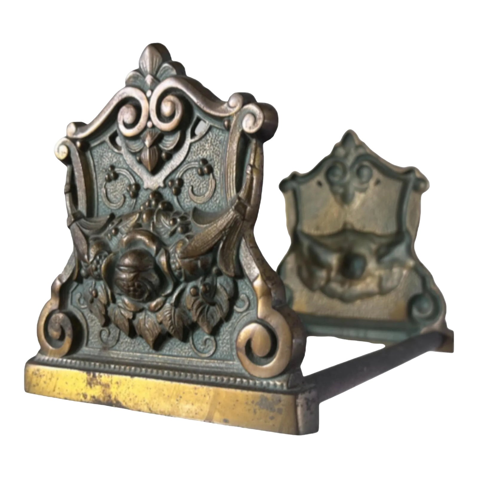 Antique Brass Tabletop Extendable Book Rack | Chairish