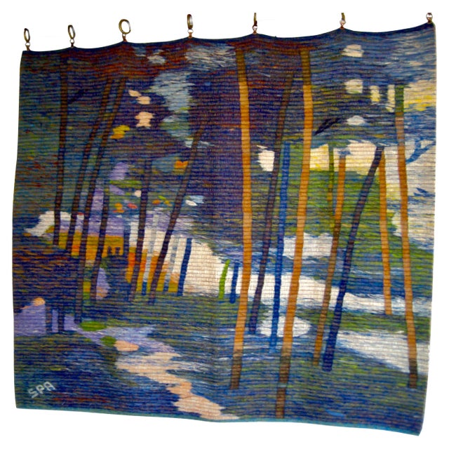 1970s Mid-Century Modern Abstract Forest Tapestry | Chairish