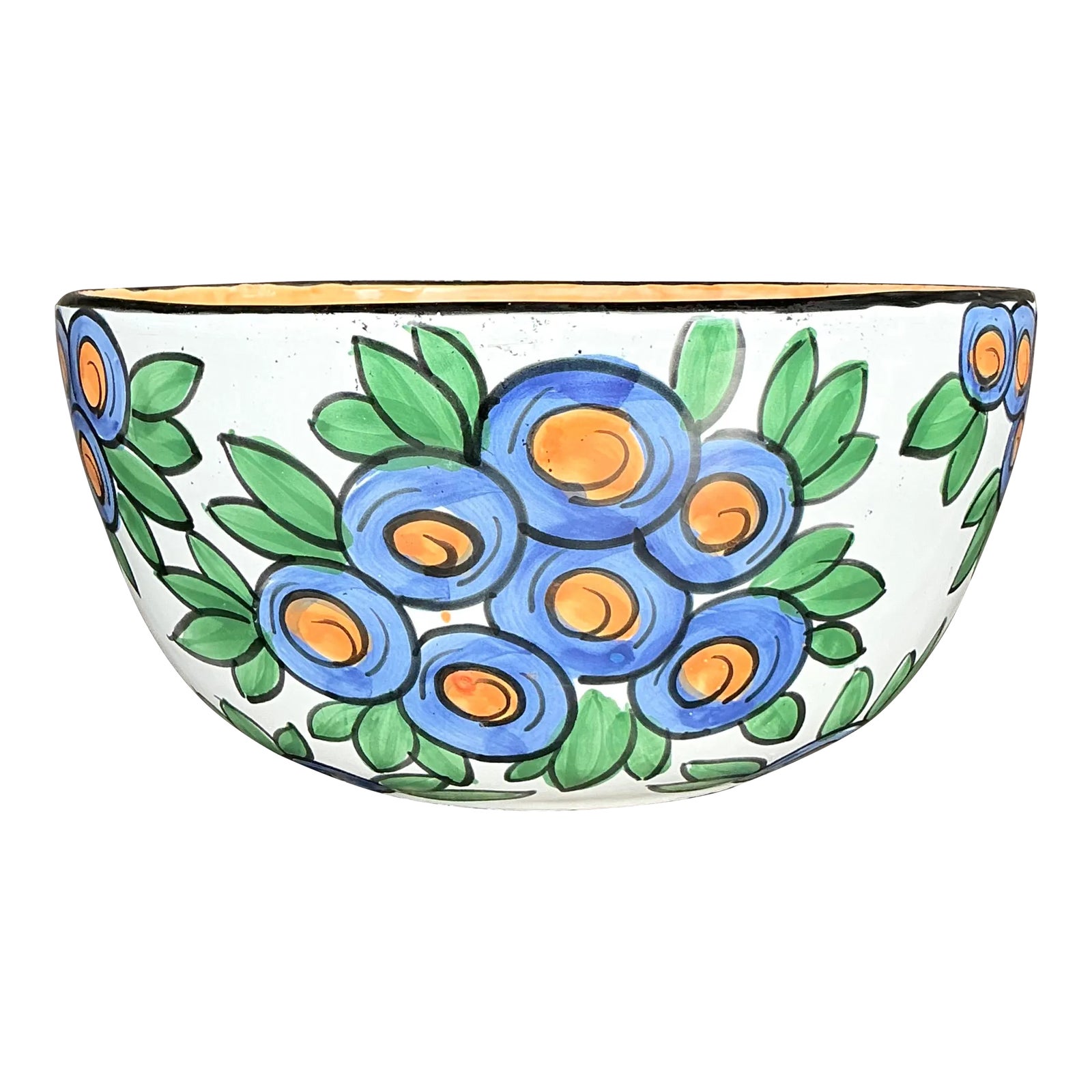 Vintage Italian Hand Painted Serving Bowl | Chairish
