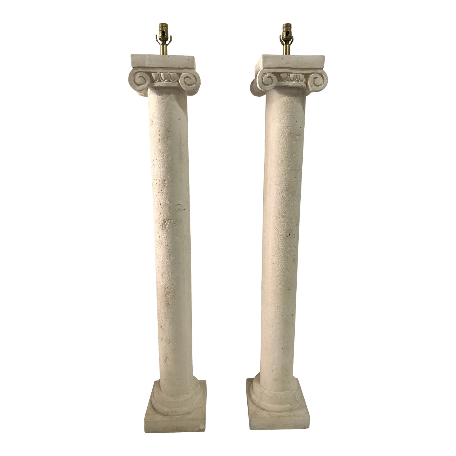 1980s Column Plaster Floor Lamps - a Pair | Chairish