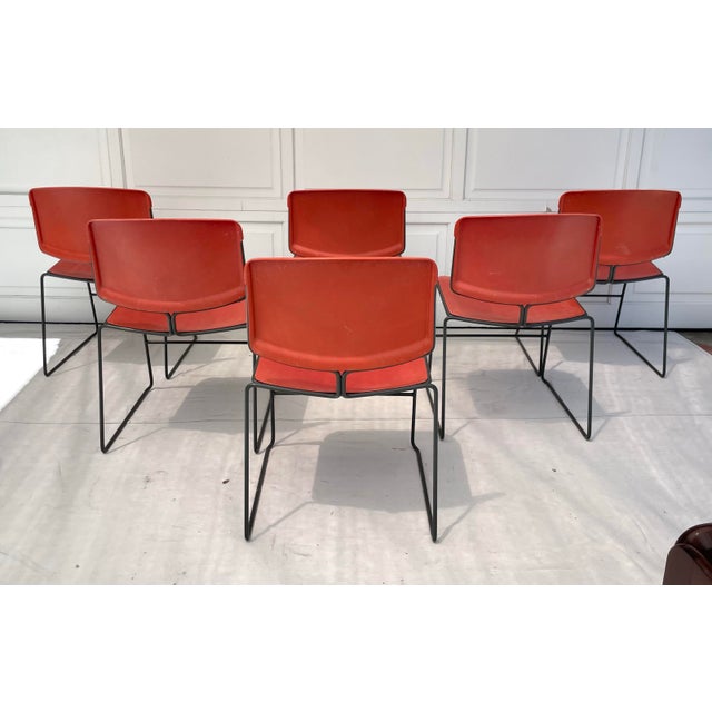 Set of 6 Vintage Steelcase Max-Stacker Red Stackable Modern Chairs ...