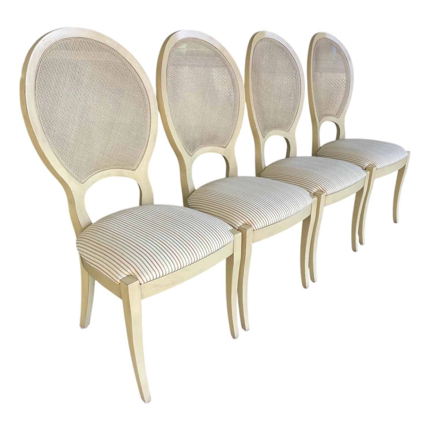 Set of Four Grange French Cane-Back Medallion Dining Chairs | Chairish