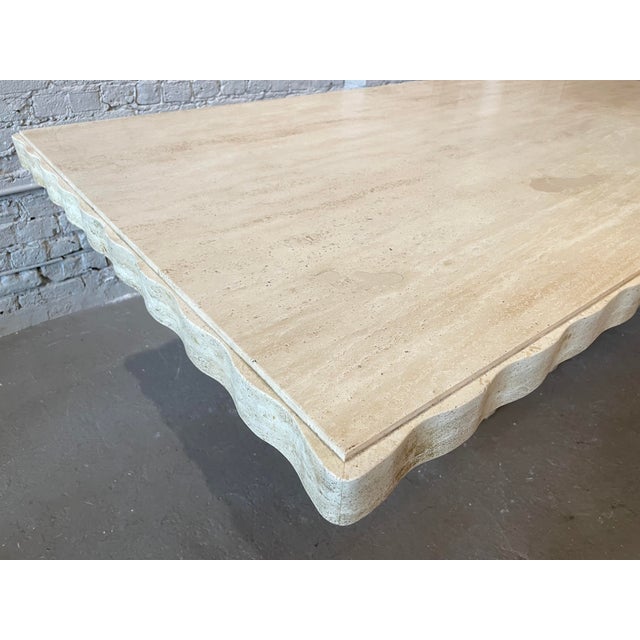 1980s Scalloped Edge Travertine Postmodern Vintage Dining Table | Chairish
