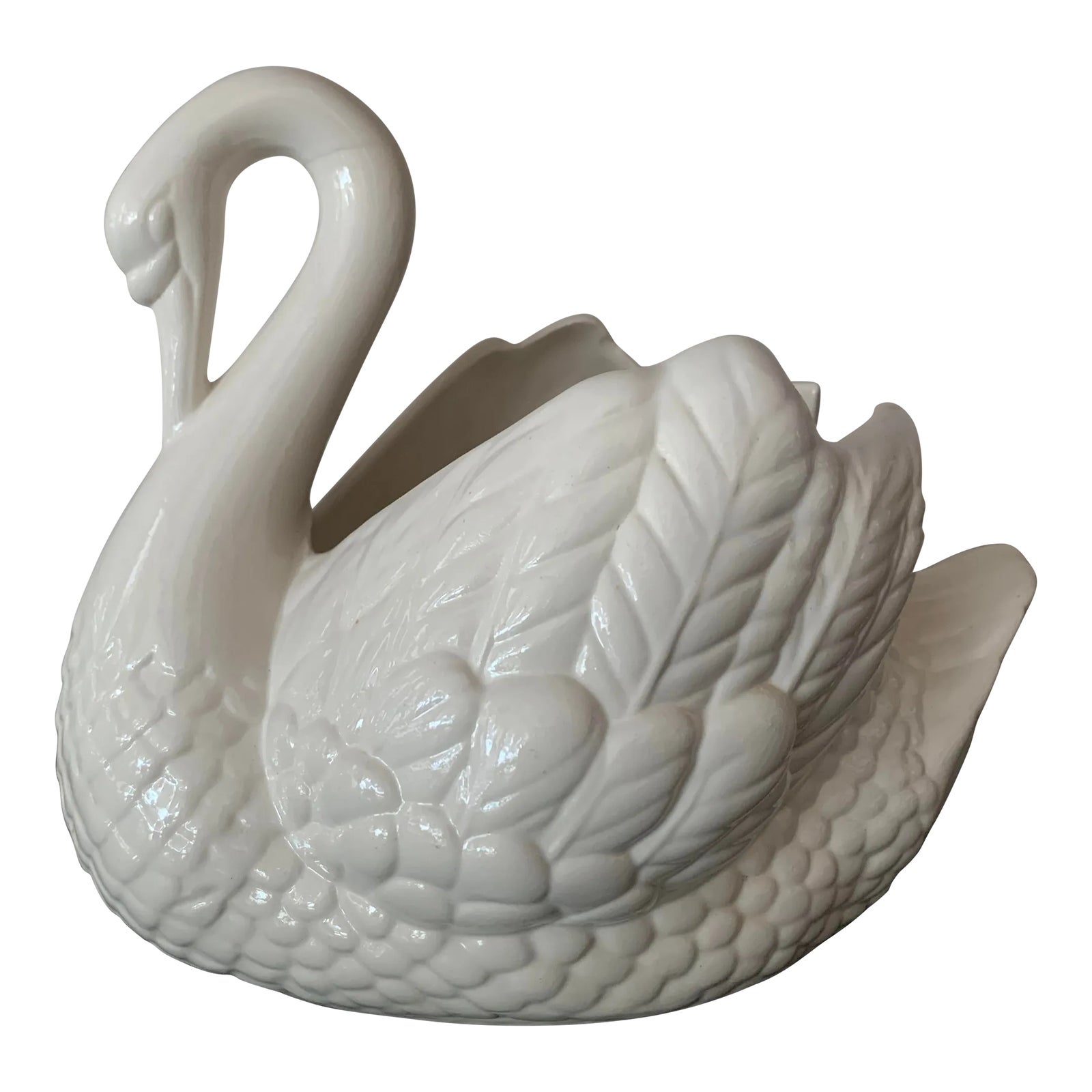 Vintage Ceramic Swan Planter | Chairish