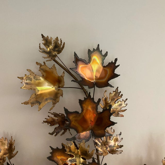 C Jere’ Large Mid Century Modern Maple Leaf Brass Copper Wall Sculpture ...