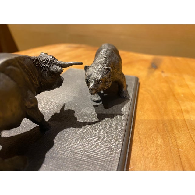 Mid 20th Century Pewter Bull & Bear Wall Street Sculpture – Finely ...