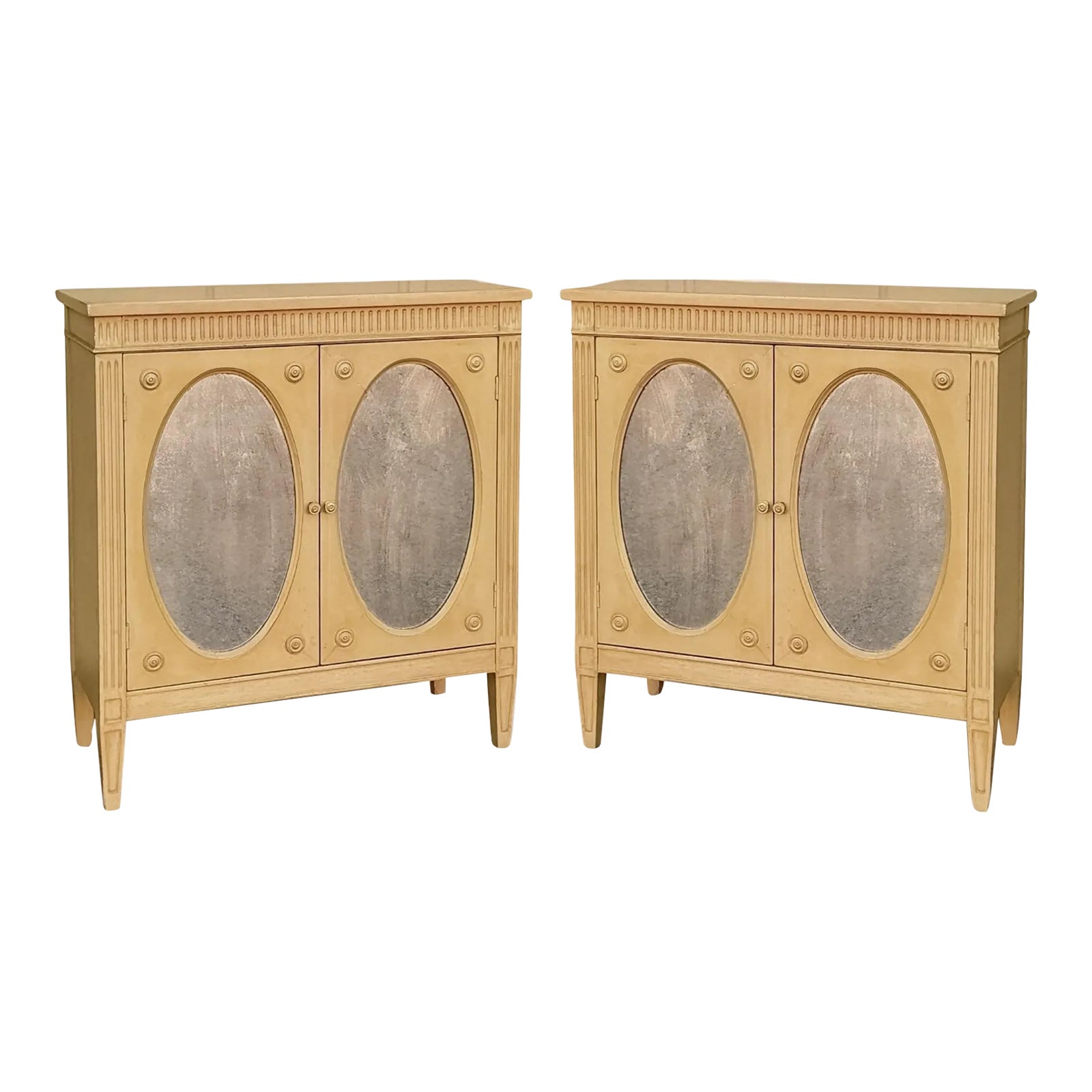 Mid-Century Regency Style Carved and Mirrored Cabinets / Side Tables ...