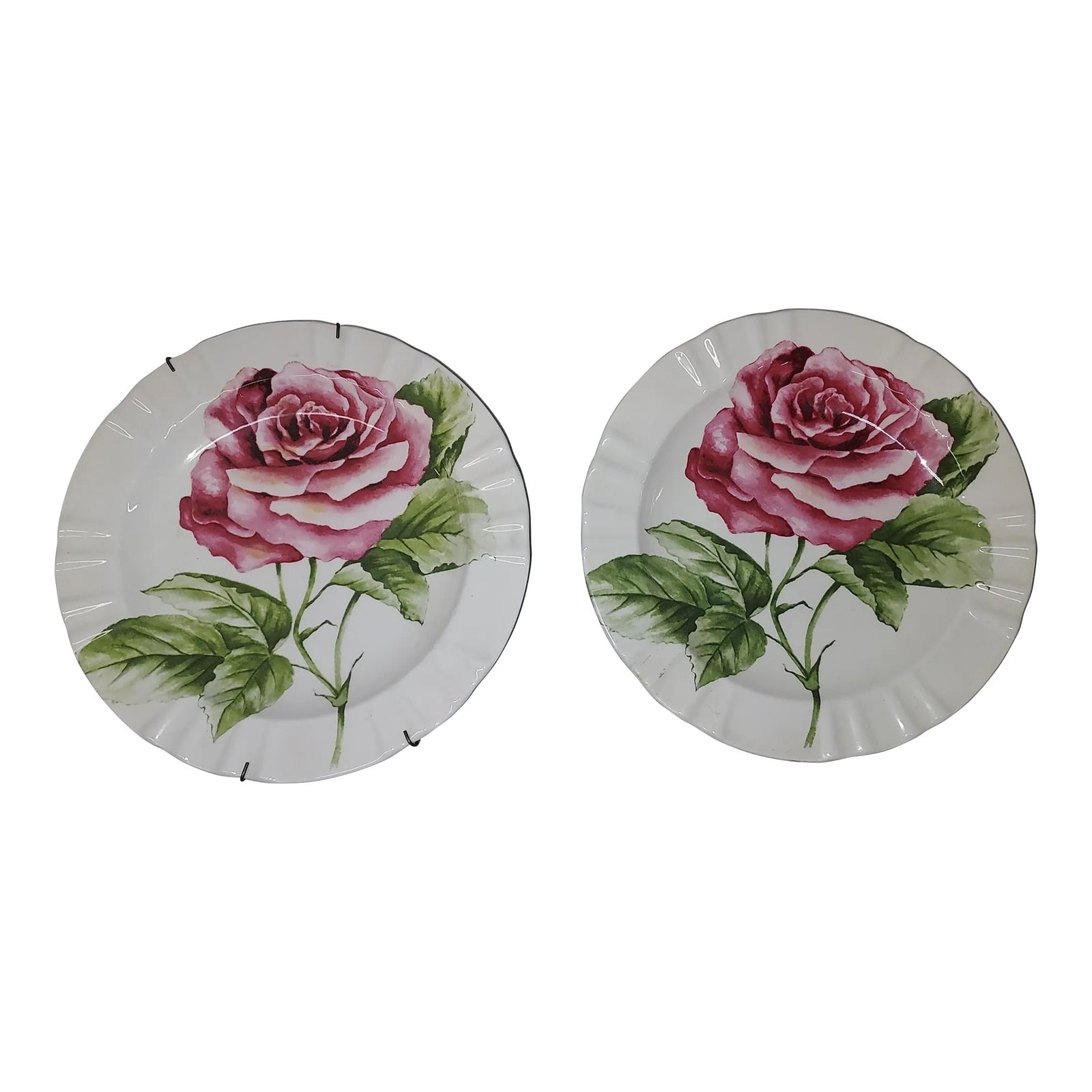 Pair of 1990s Bella Lux Decorative Plates | Chairish