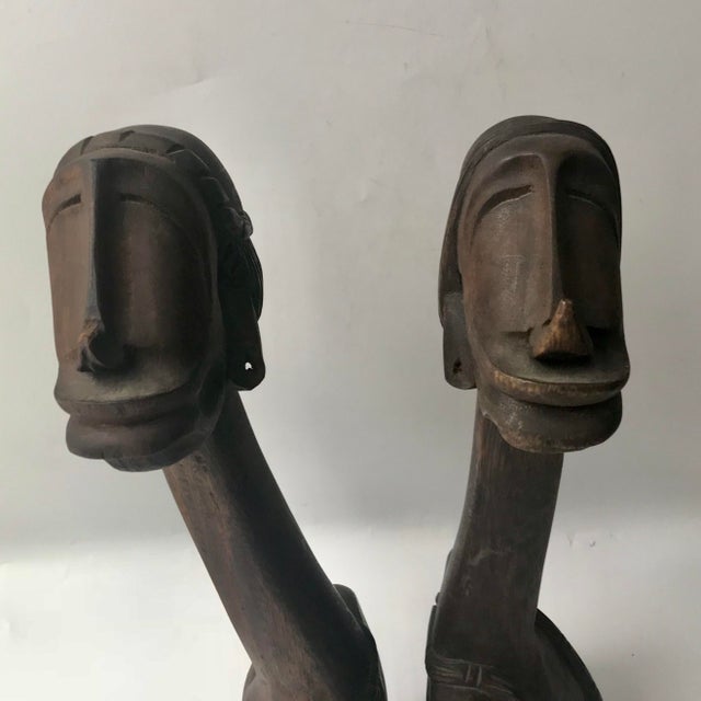 Vintage Mid-Century African Companion Wood Sculptures - A Pair | Chairish