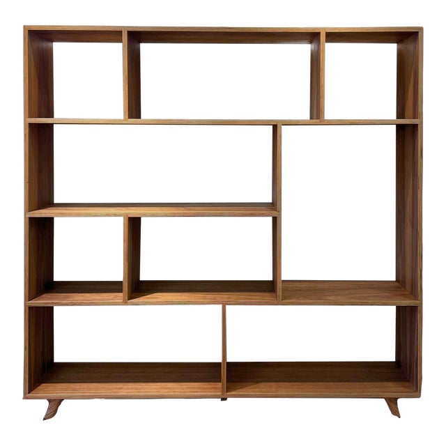Mid-Century Modern Geometric Bookcase - 60" X 60" - Walnut | Chairish
