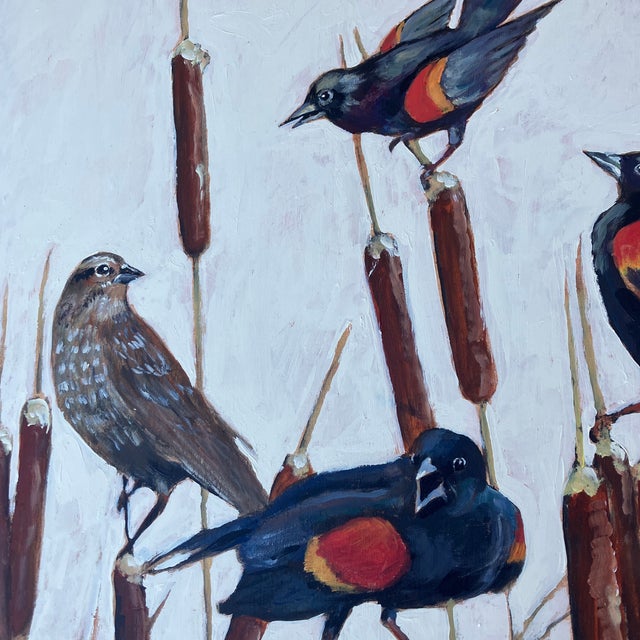 Contemporary Original Stephen Heigh Large Painting “Redwing Blackbirds ...