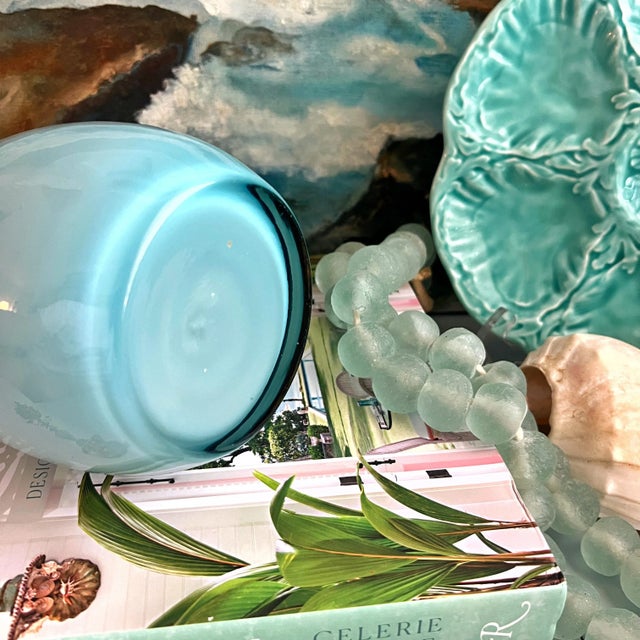 Vintage French Blue Opaque Glass Bottle | Chairish