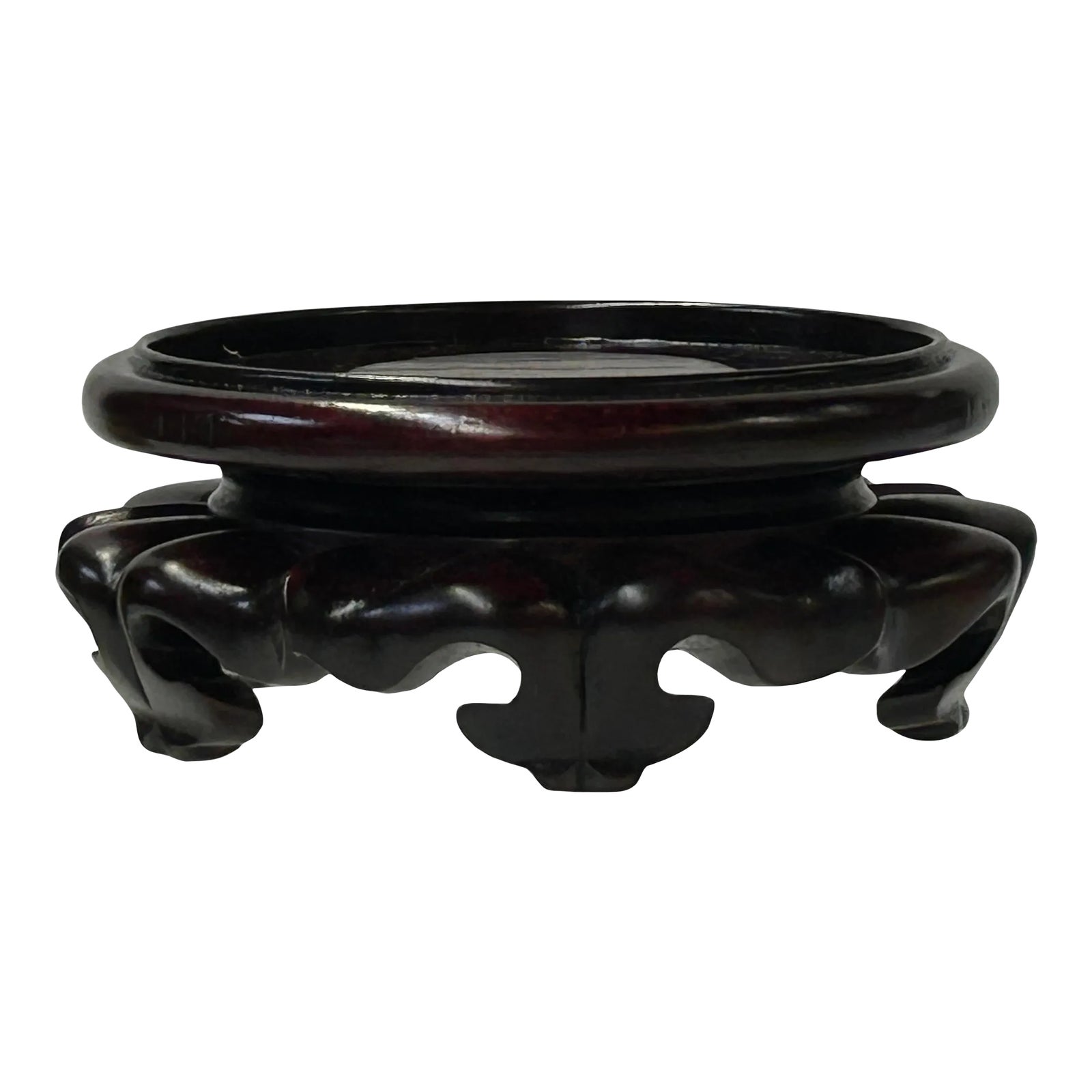 4" Brown Wood Curve Base 5 Legs Round Display Stand Riser Easel | Chairish