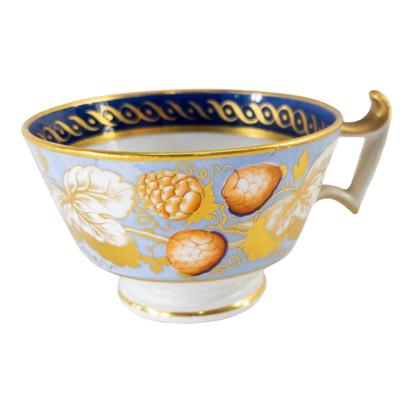 19th Century English Unusual Teacup With Strawberries | Chairish
