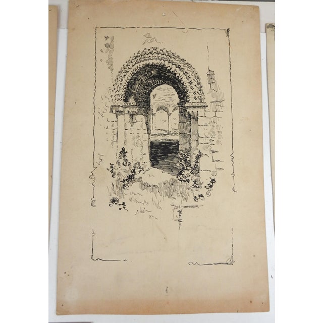 Collection of Antique Architectural Drawing Continental - Set of 5 ...