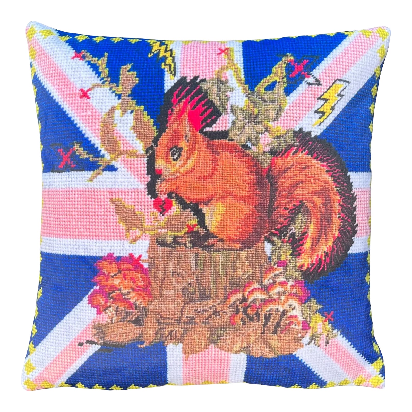 Velvet "Punk Squirrel" Feather Down Pillow, Custom, Original | Chairish