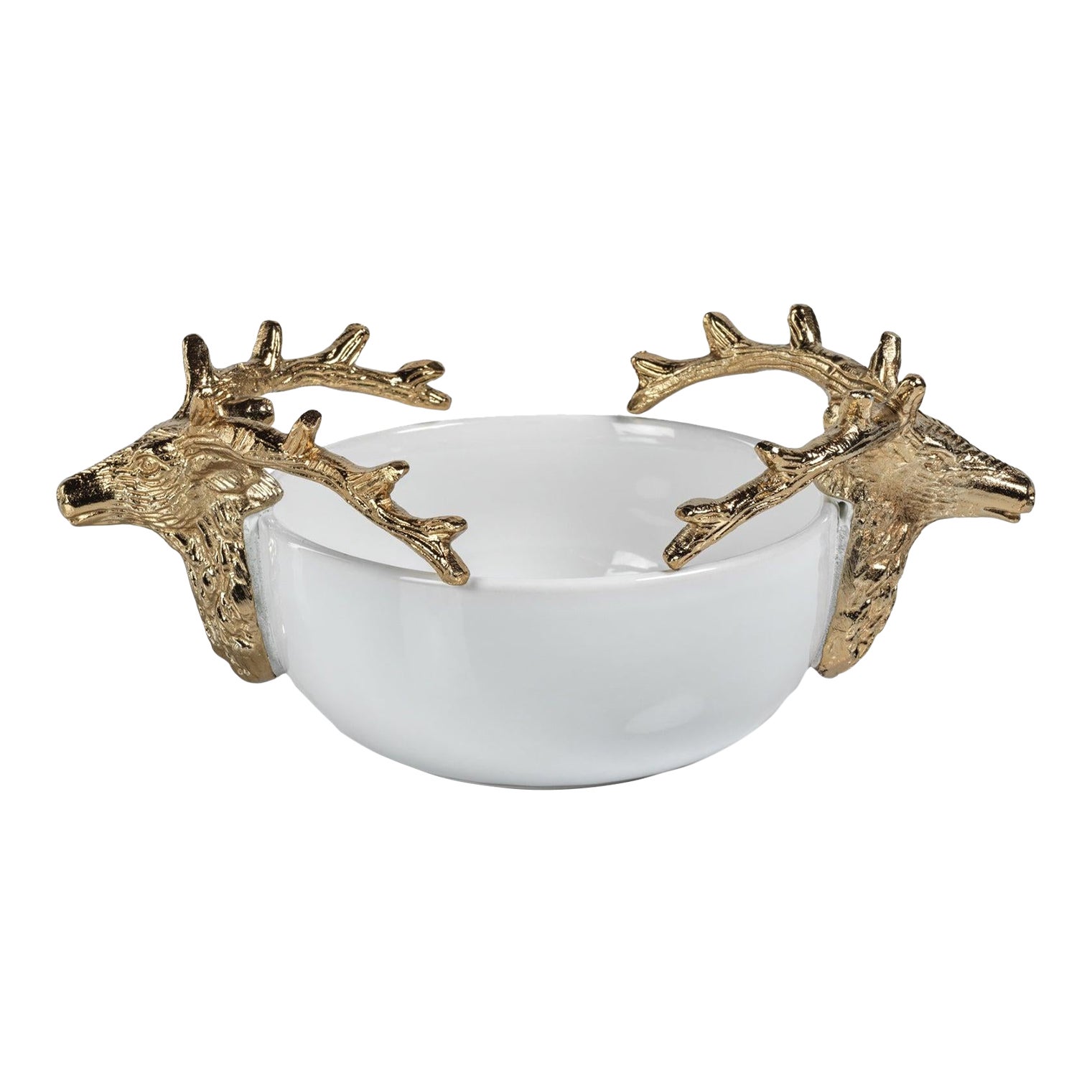 Alberg Ceramic Bowl with Gold Stag Head Design, Small | Chairish