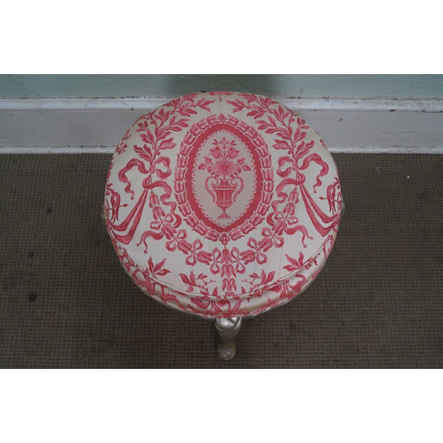 Vintage Hollywood Regency Silver Gilt Round Ottoman or Stool | Chairish