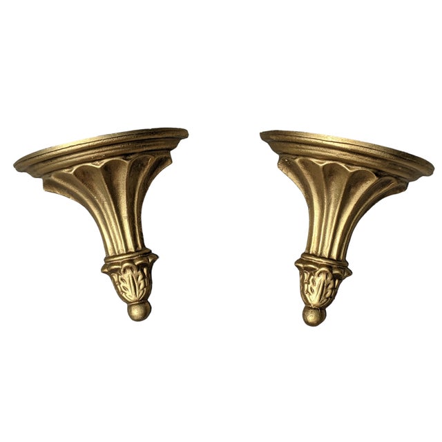 Vintage Regency Gold Metal Wall Brackets- a Pair | Chairish