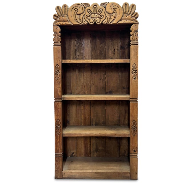 Vintage Hand Carved Folk Art Bookcases | Chairish