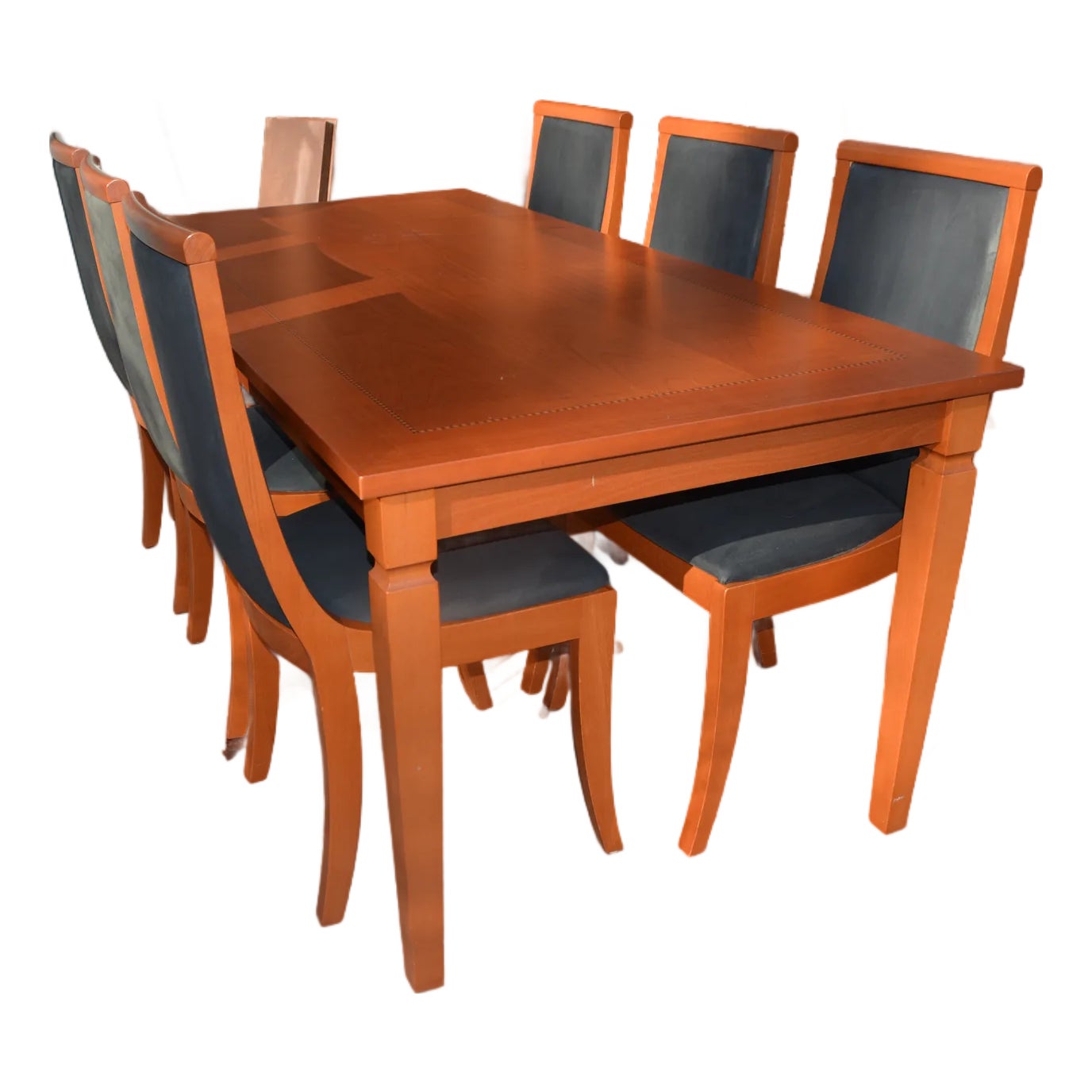Vintage Mid Century Calligaris Italy Wooden Dining Table W/ Inlay & 6 ...